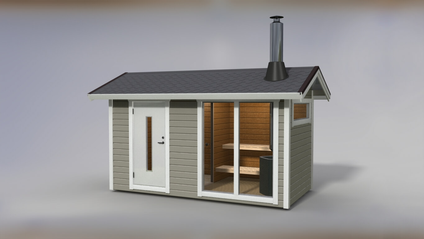 Vedeldad bastustuga - En byggsats från Träbyggarna