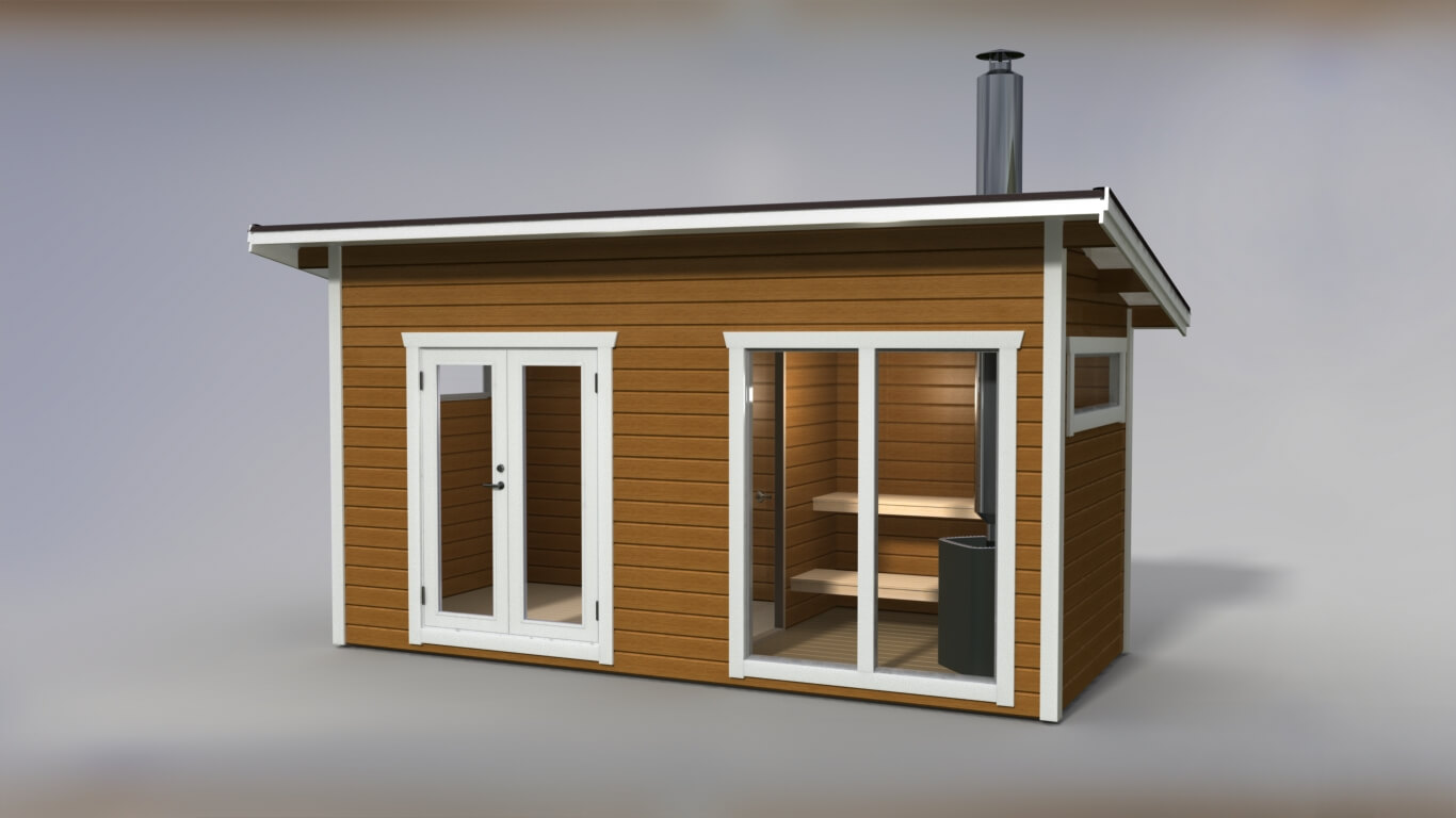 Vedeldad bastustuga - En byggsats från Träbyggarna